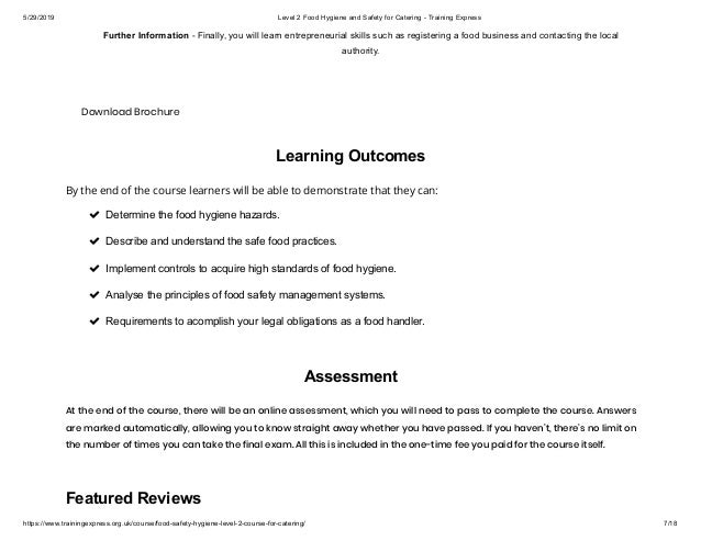 Level 2 Food Hygiene and Safety for Catering - Training Express