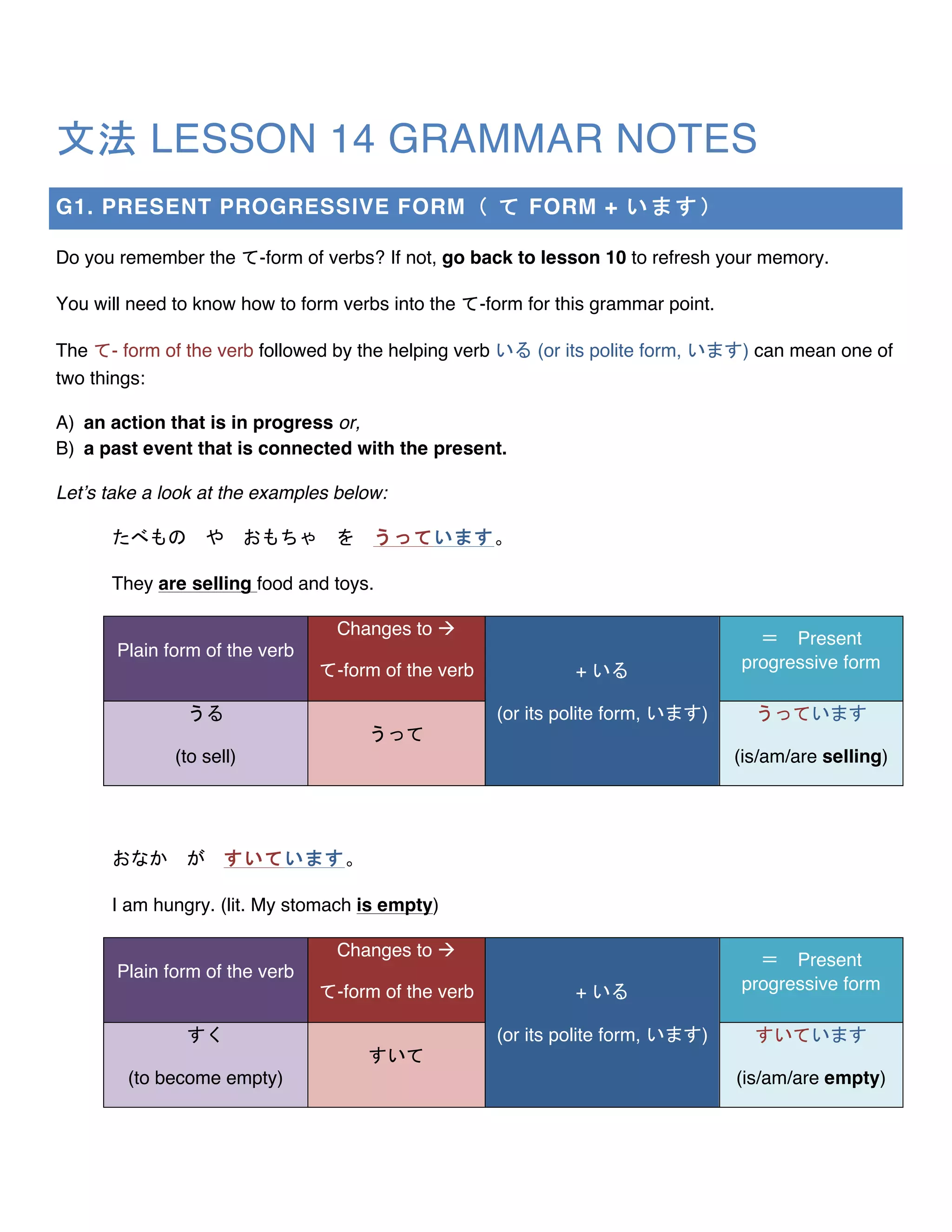 Level 2 lesson 14 grammar | PDF