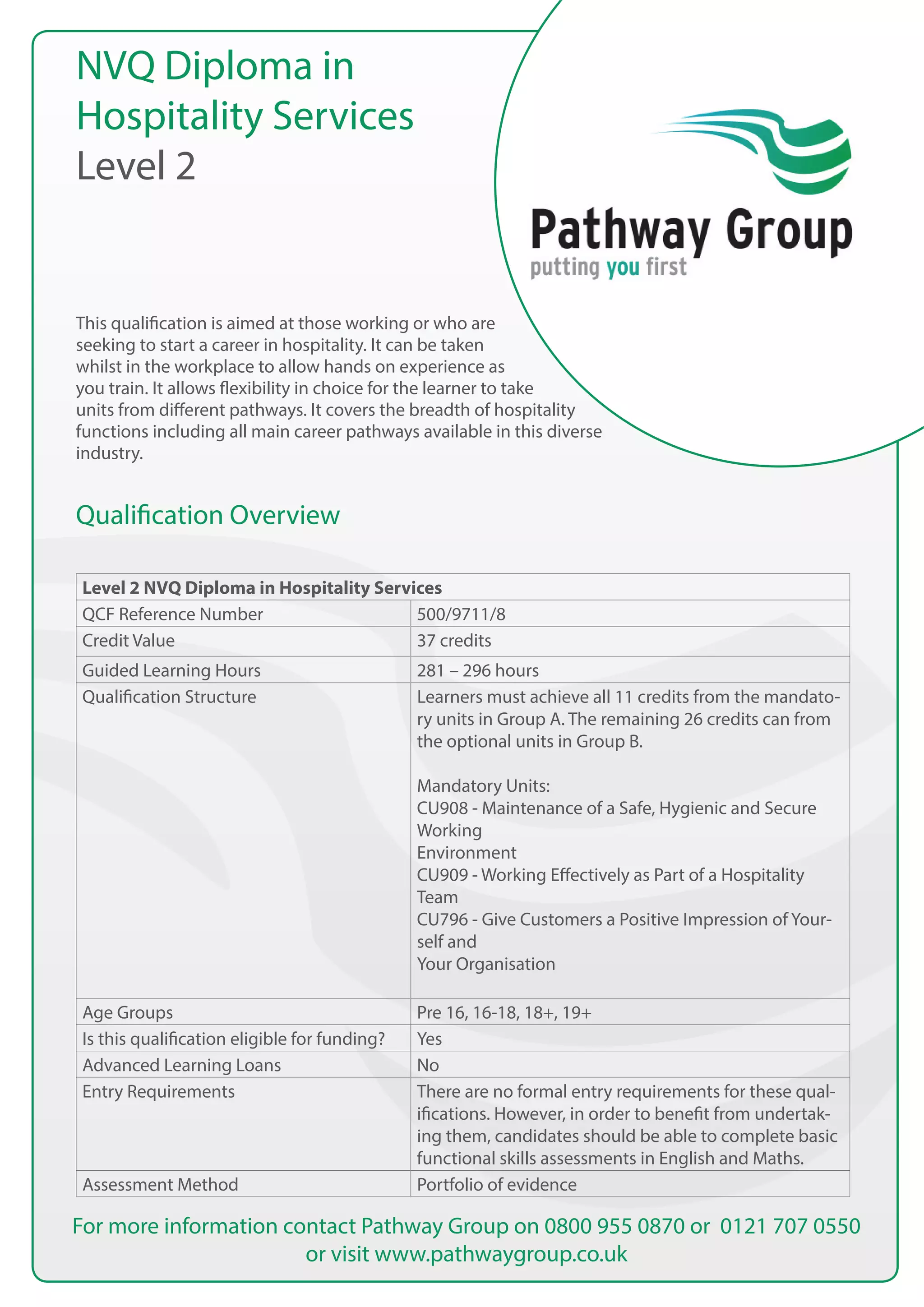 Level 2 NVQ Diploma in Hospitality Services | PDF