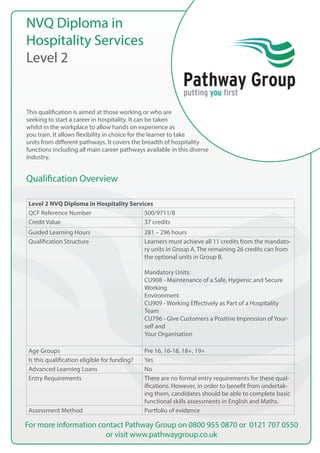 Level 2 NVQ Diploma in Hospitality Services | PDF