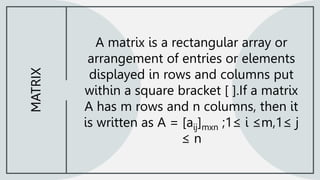 Level 2 matrices and it's types for grade 11 | PPTX