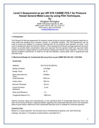 Level 3 assessment as per api 579 1 asme ffs-1 for pressure vessel general metal loss by using ...