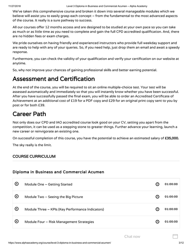 Level 3 diploma in business and commercial acumen - Alpha Academy | PDF