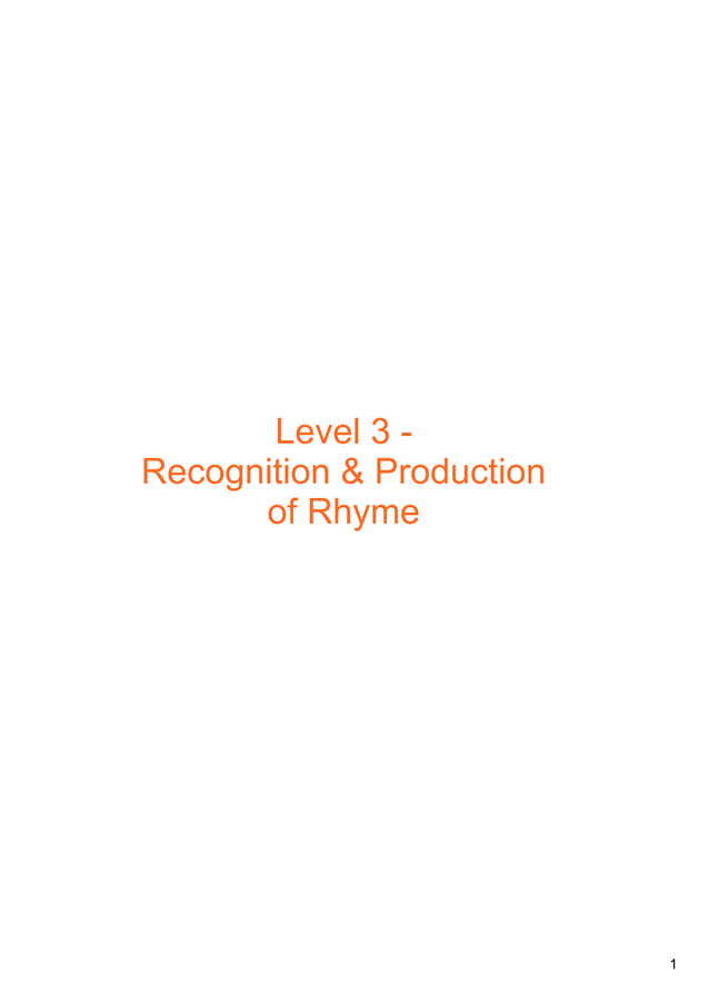 Level 3: Recognition & Production of Rhyme | PDF
