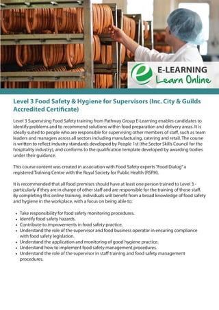 Level 3 Food Safety & Hygiene for Supervisors (inc. City & Guilds Accredited Certificate) | PDF