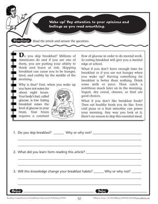Reading comprehension level four for english languange | PDF