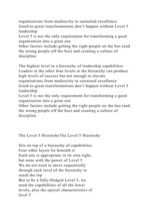 Level 5 Leadership Humility + WillLevel 5 Leadership .docx | Executive ...