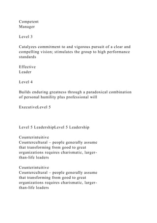 Level 5 Leadership Humility + WillLevel 5 Leadership .docx | Executive ...