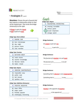 Level 6 analogies_3 | PDF
