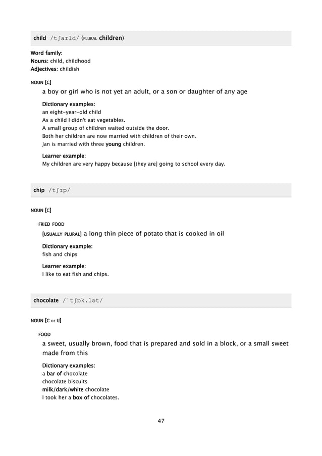 Level A1 Word List.pdf | Desserts and Baking | Food & Drink