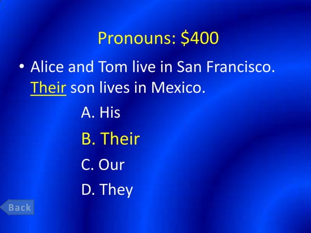 Jeopardy -- Beginning Level Grammar Review | PPT