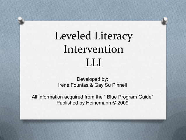 Leveled Literacy Intervention | PPTX
