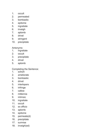 Vocabulary workshop Level F Enriched Edition for grade11 | DOCX