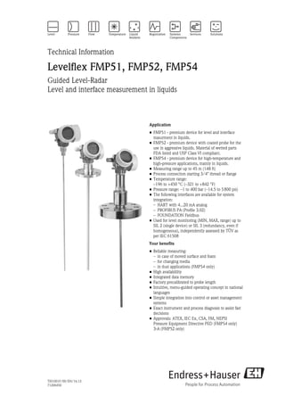 Levelflex fmp51 52 54-endress+hauser datasheet-guided level-radar | PDF