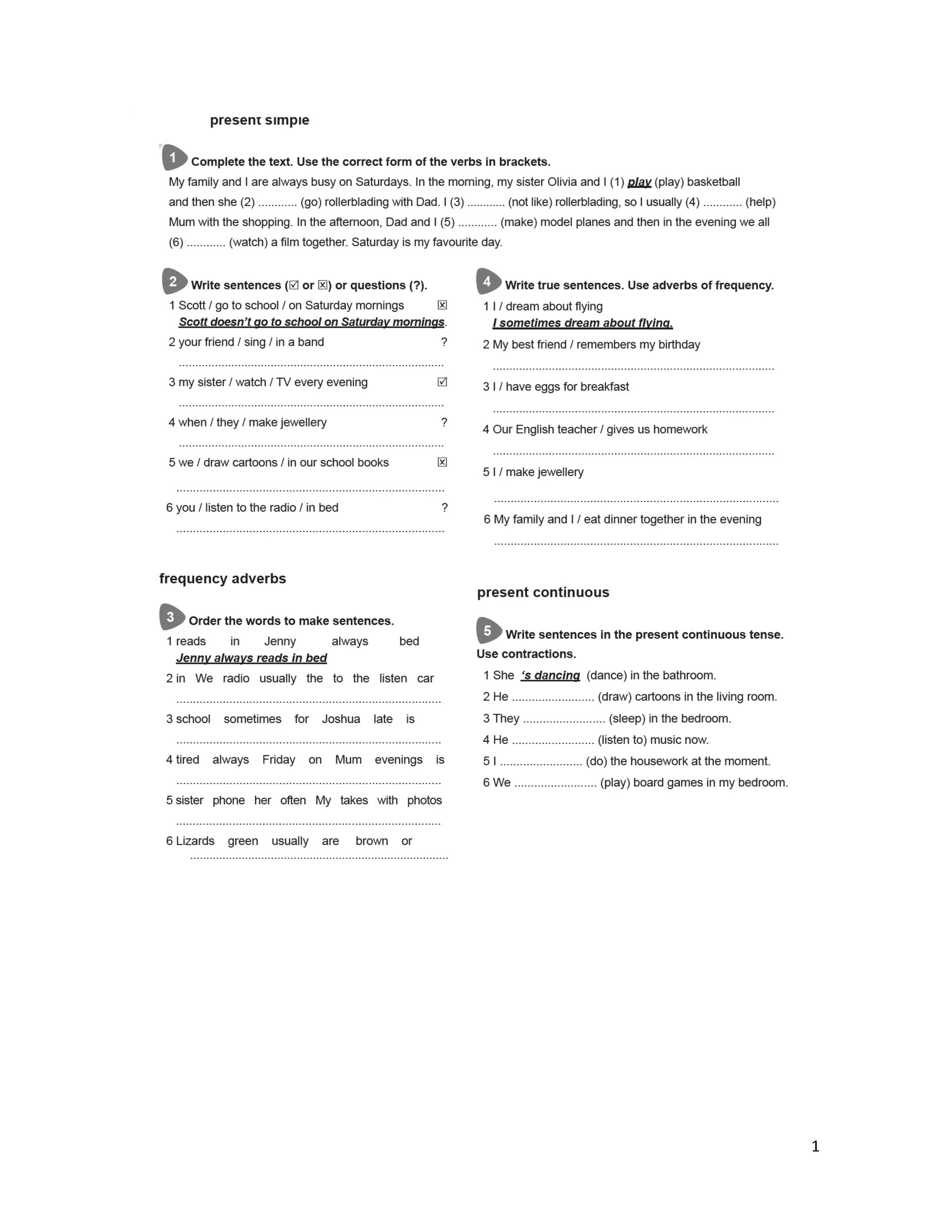 Level i grammar exercises 2 | DOC