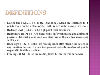 Leveling, Instruments of Leveling, Bearings (Surveying, ECE) | PPT