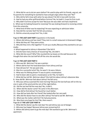 Level i Questions on the stories | DOC