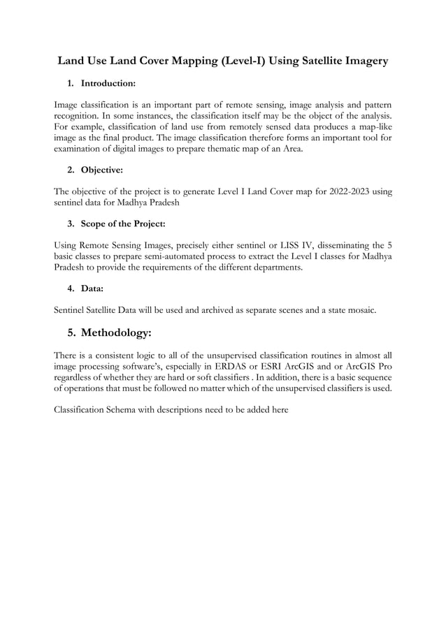 Level I Satellite image Classification-Thematic Map for multipurpouse ...