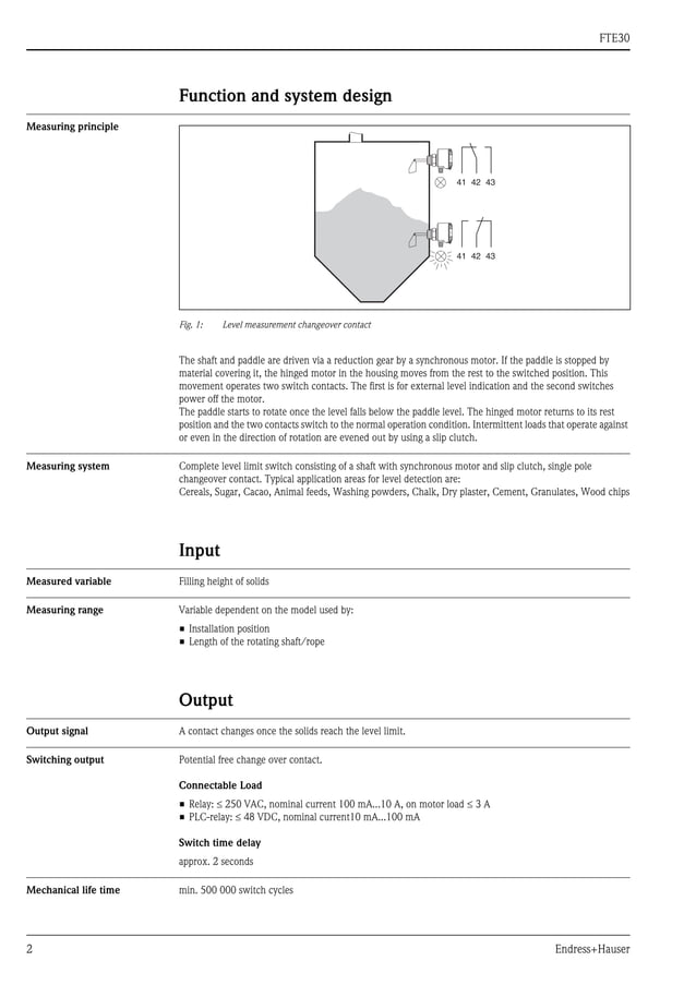 Level limit switch-Soliswitch FTE30 | PDF
