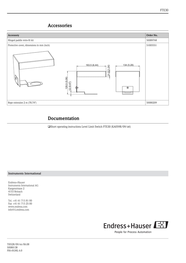 Level limit switch-Soliswitch FTE30 | PDF
