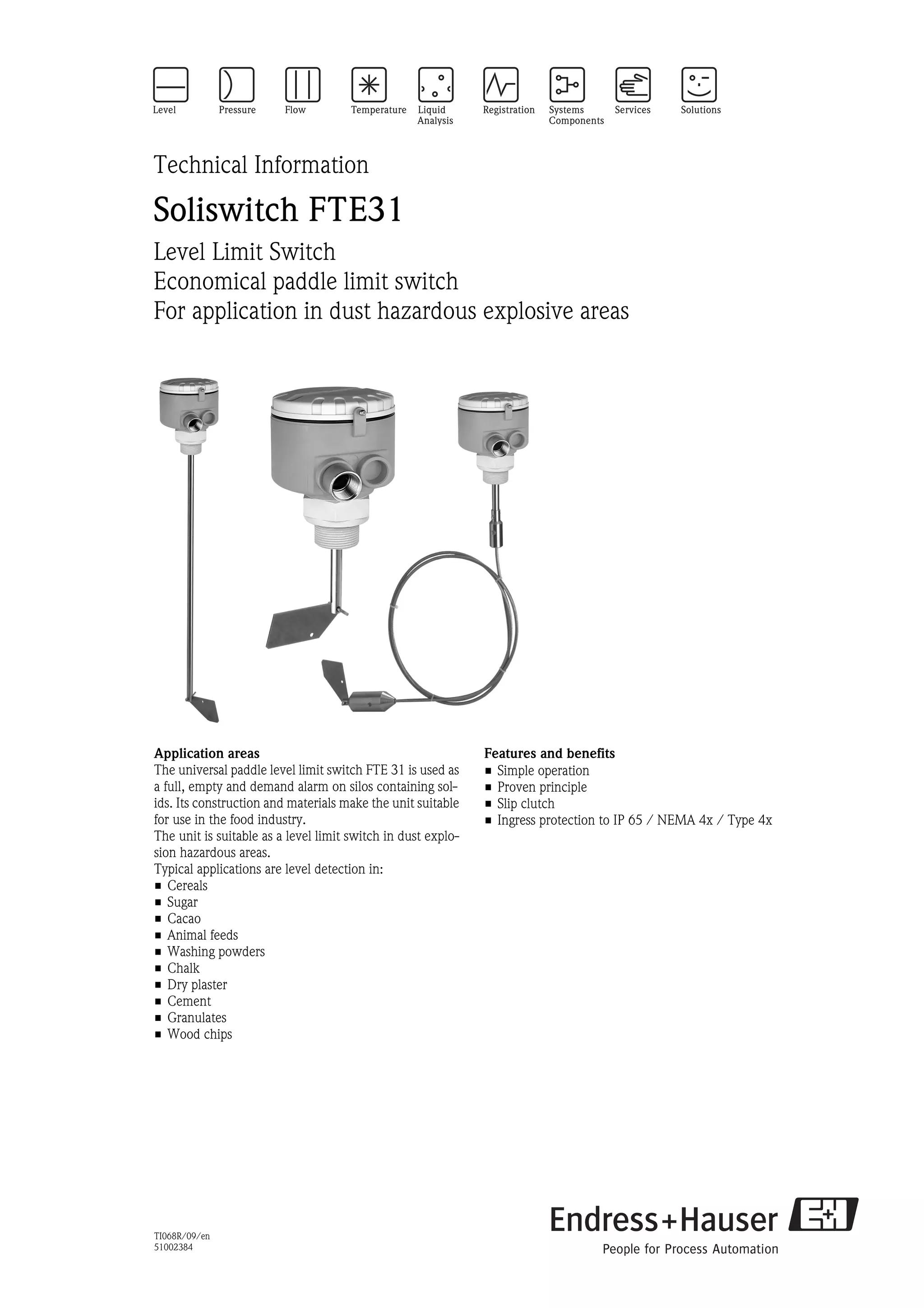 Level Limit Switch-Soliswitch FTE31 | PDF