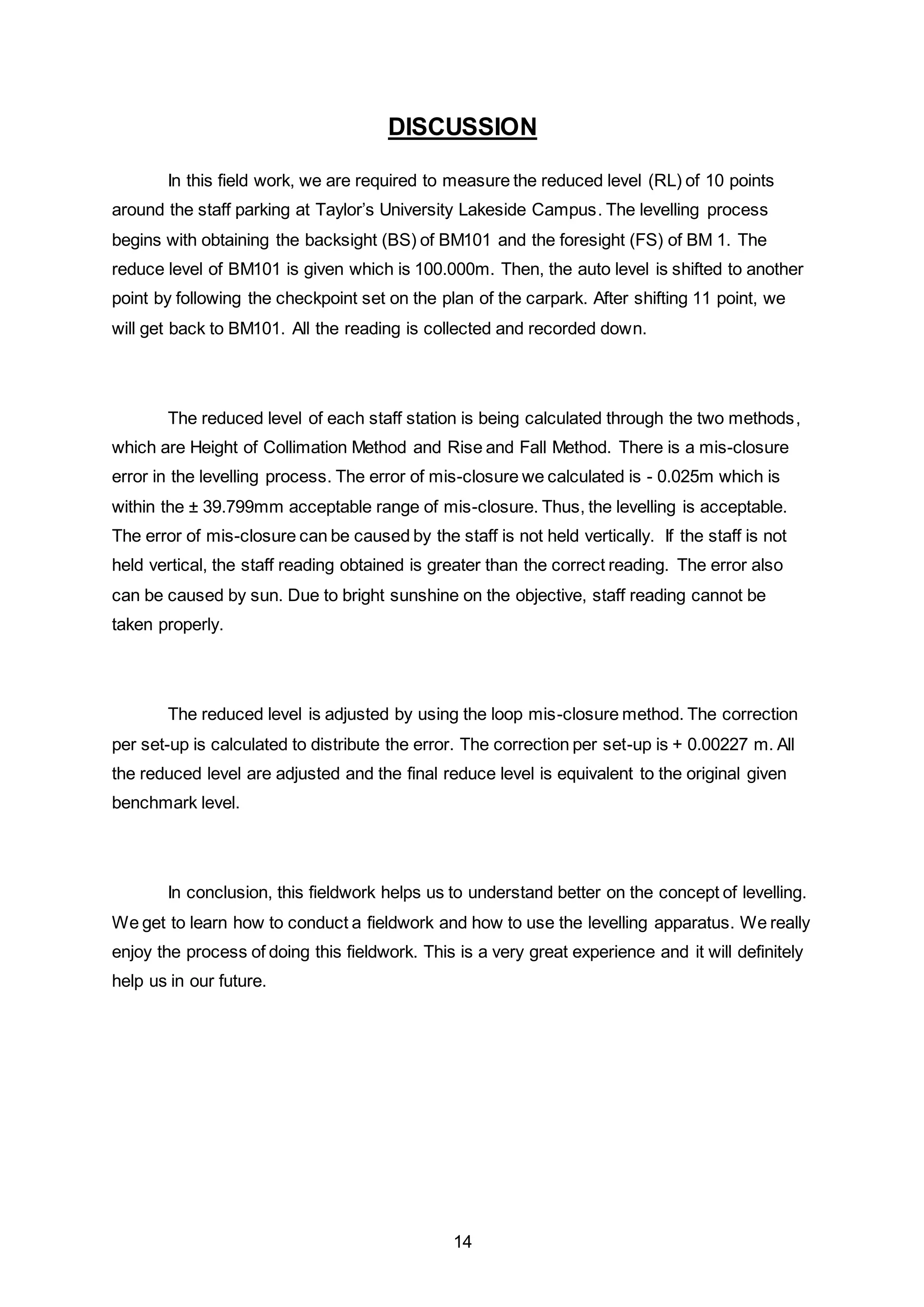 Assignment 1 - Levelling | DOCX