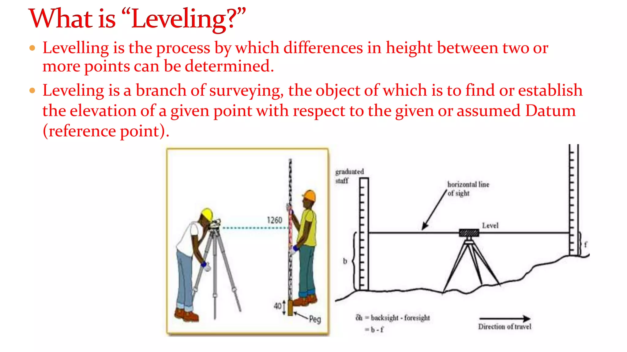 LEVELLING METHODS AND INSTRUMENTS IN SURVEYING | PPTX