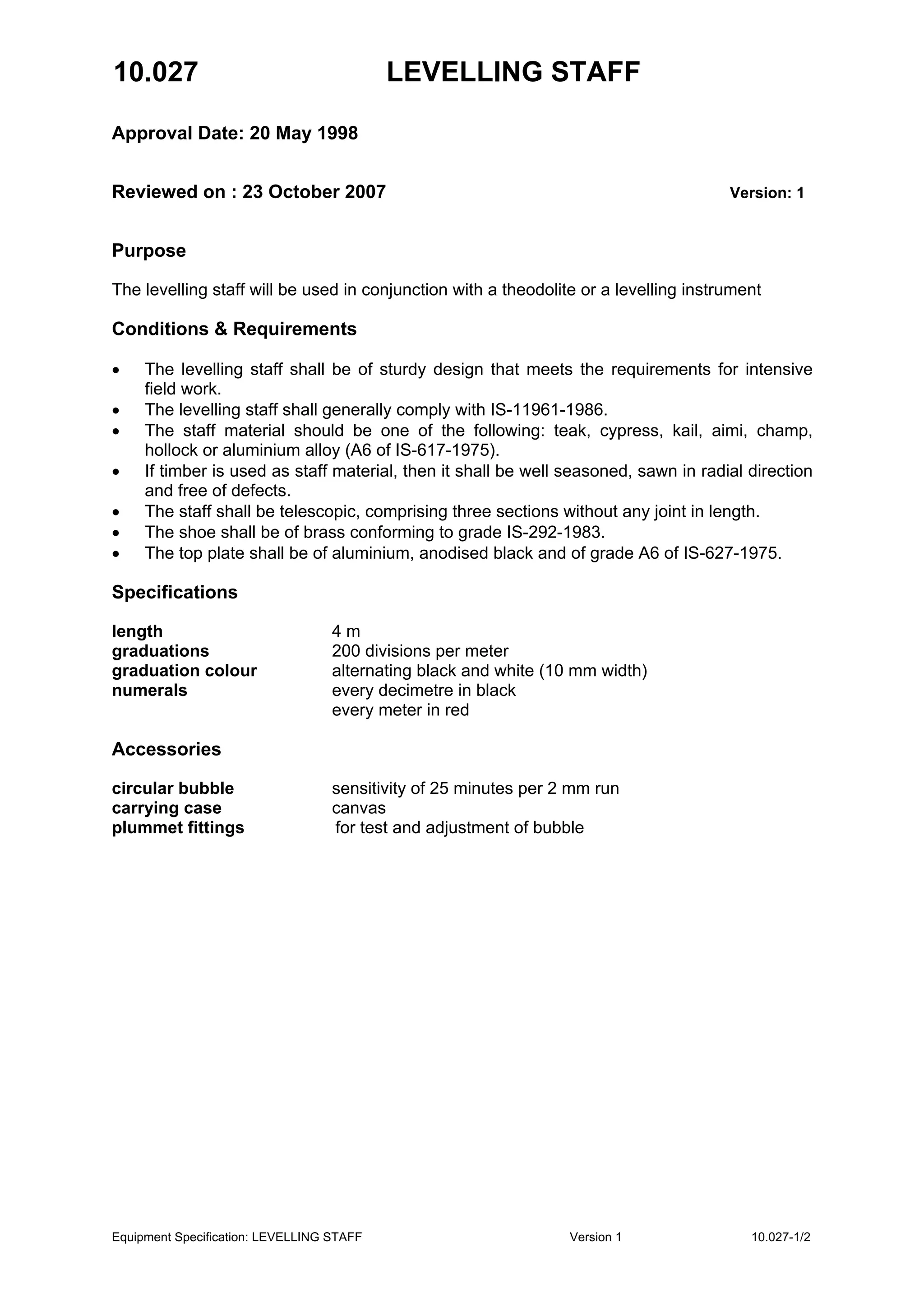 Levelling staff | PDF