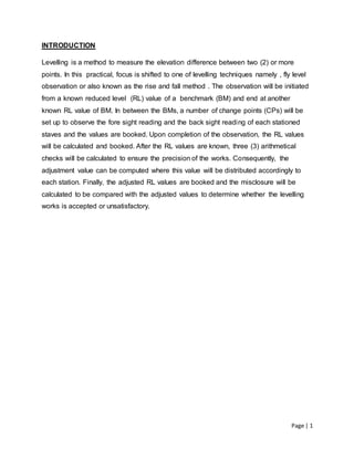 engineering survey 1 report levelling | DOCX
