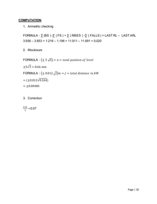 engineering survey 1 report levelling | DOCX