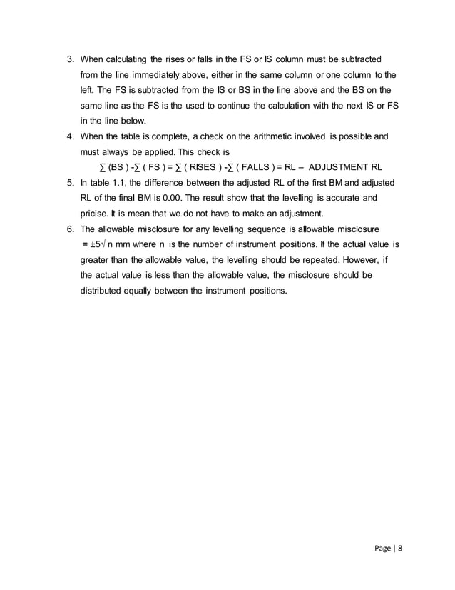 engineering survey 1 report levelling | DOCX