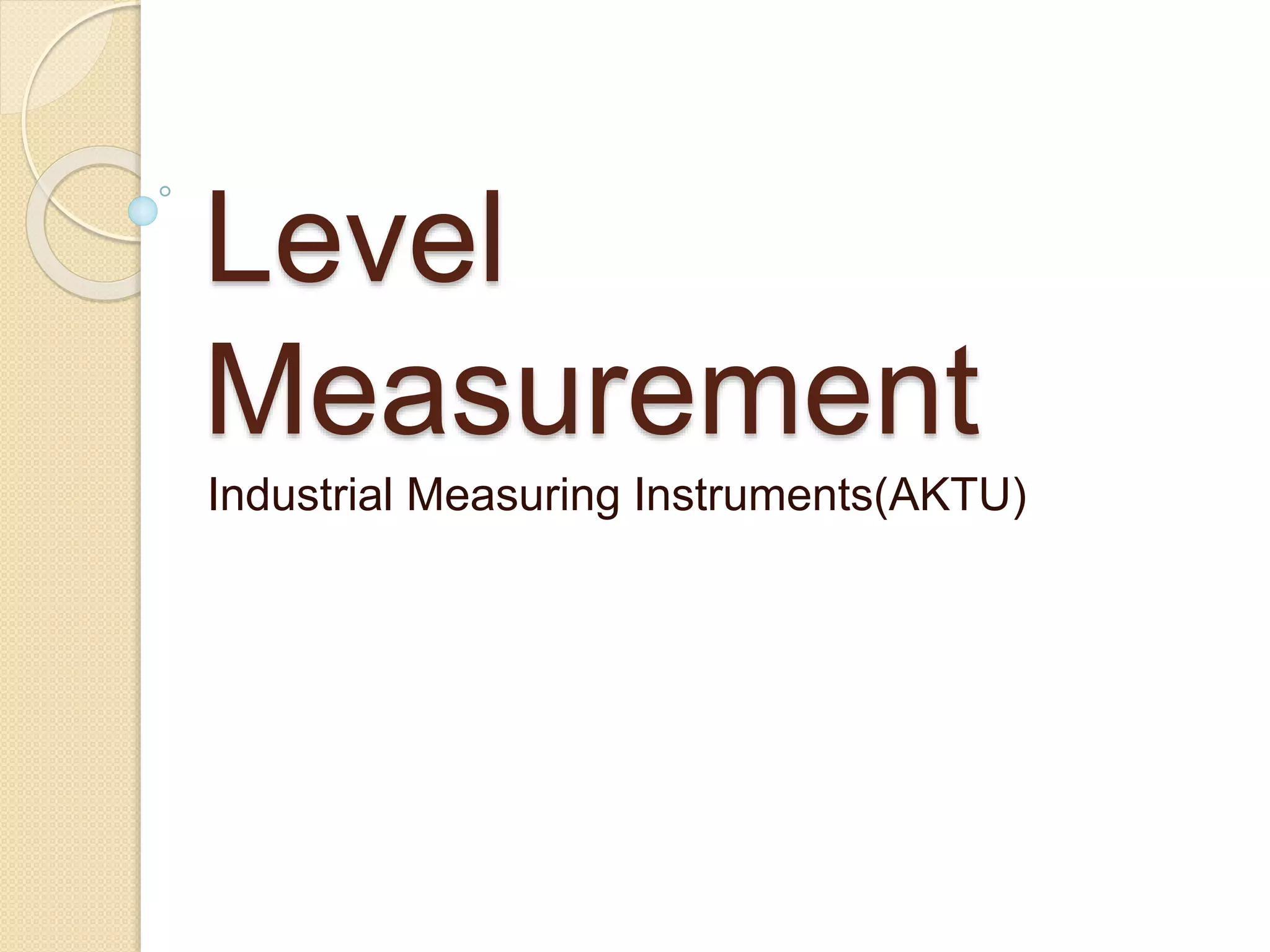 Level measurement | PPTX