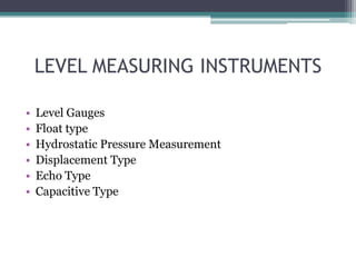 Level measuring instruments | PPTX
