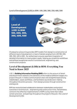 Level of Development (LOD) in BIM: 100, 200, 300, 350, 400, 500 | PDF
