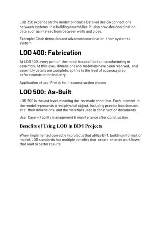 Level of Development (LOD) in BIM: 100, 200, 300, 350, 400, 500 | PDF