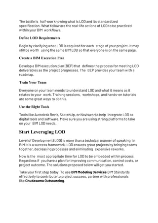 Level of Development (LOD) in BIM: 100, 200, 300, 350, 400, 500 | PDF