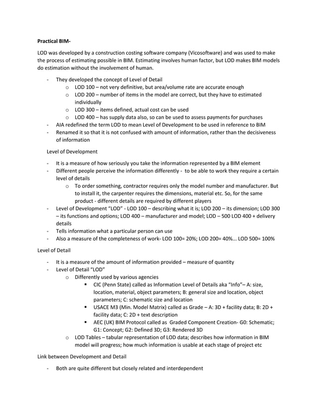 Level Of Development Bim Pdf