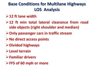 Level of service (los) multilane hwys 02 (transportation engineering) | PDF