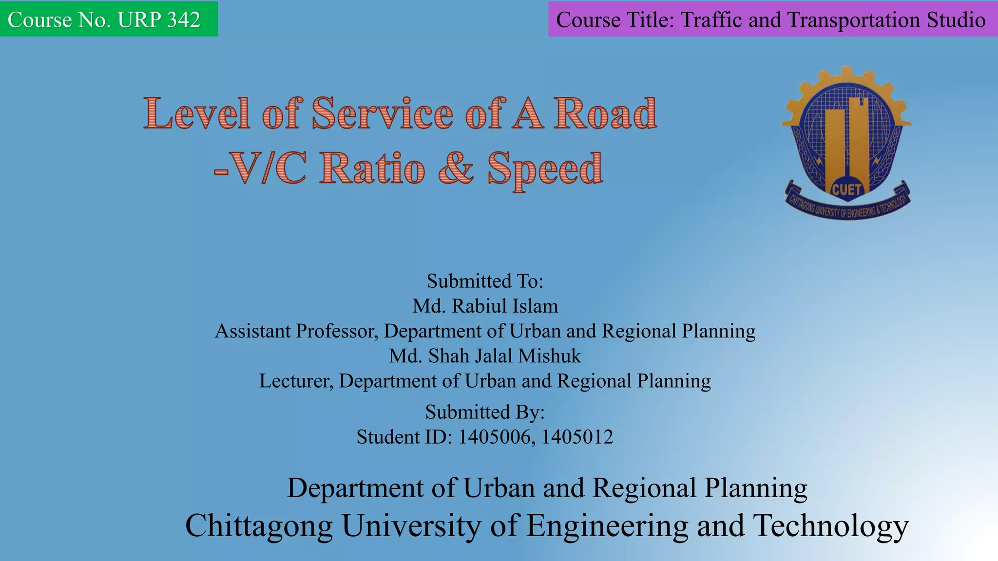 Level of Service(LOS) of a road with Calculation Method | PDF