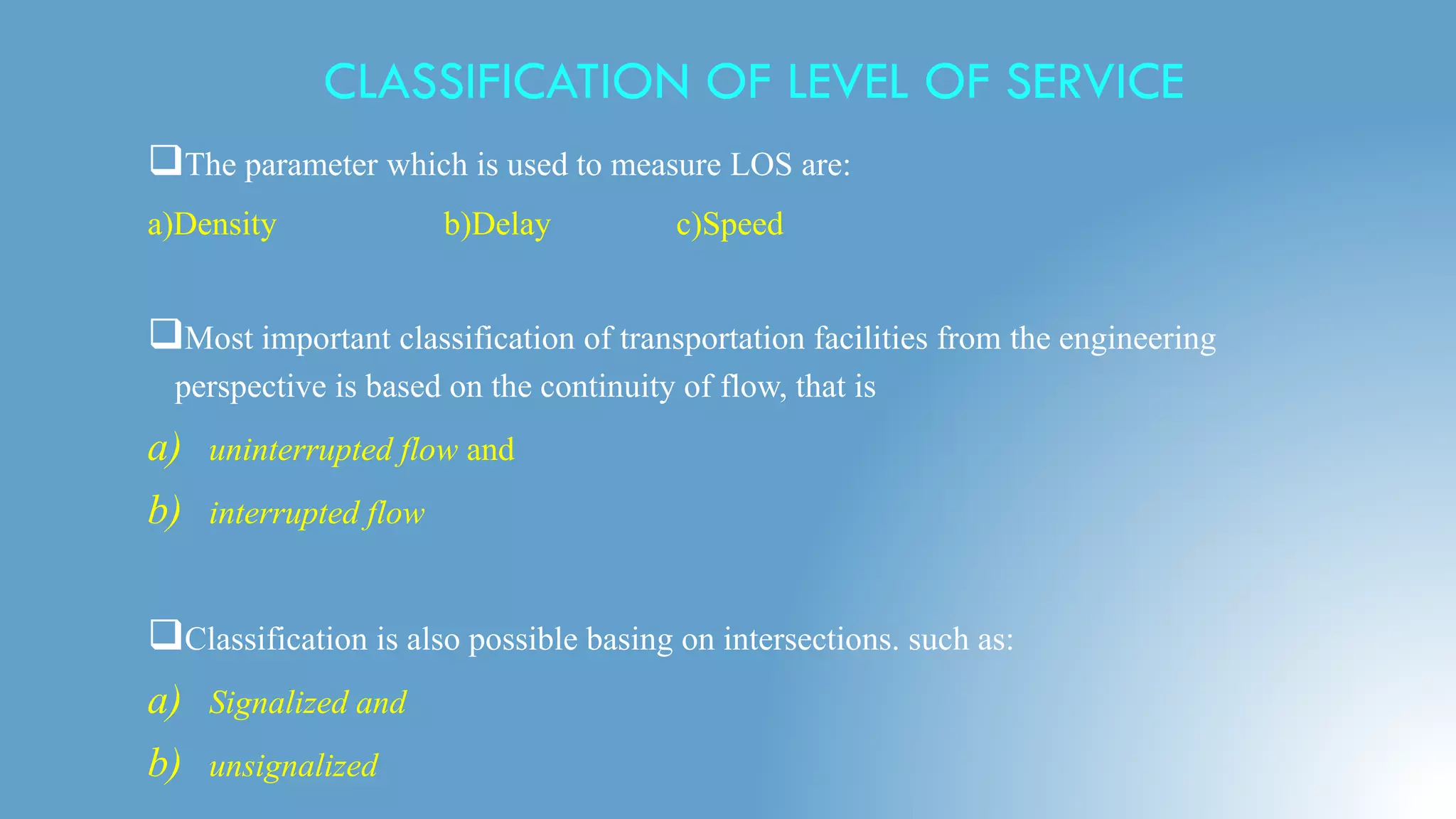 Level of Service(LOS) of a road with Calculation Method | PDF
