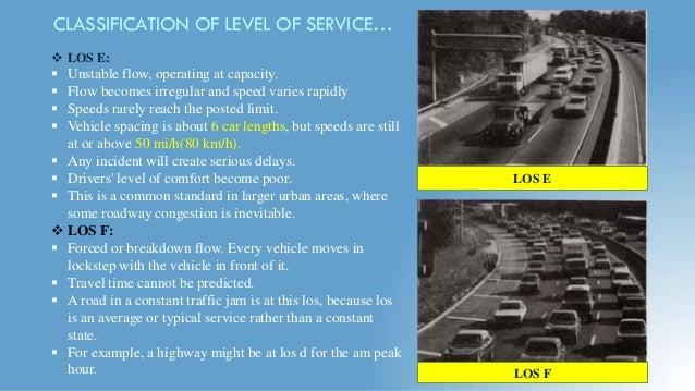 Level of Service(LOS) of a road with Calculation Method