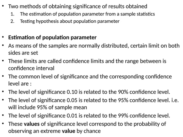 Levelof significance t test biostatisctics | PPTX