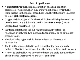 Levelof significance t test biostatisctics | PPTX