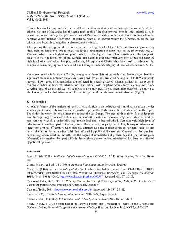 Level of urbanisation in varanasi and its adjoining districts of state ...