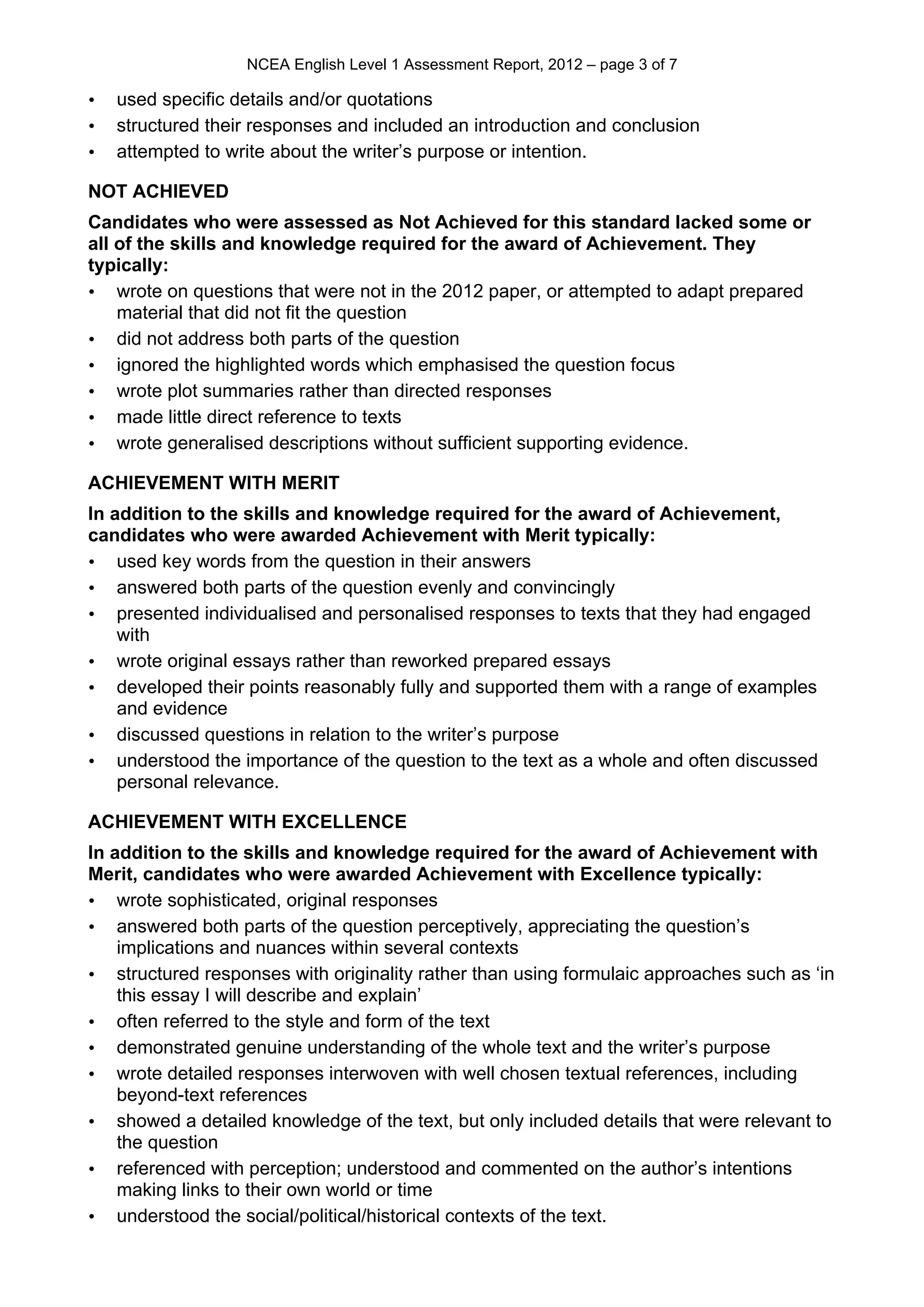 Level one assessment report | PDF