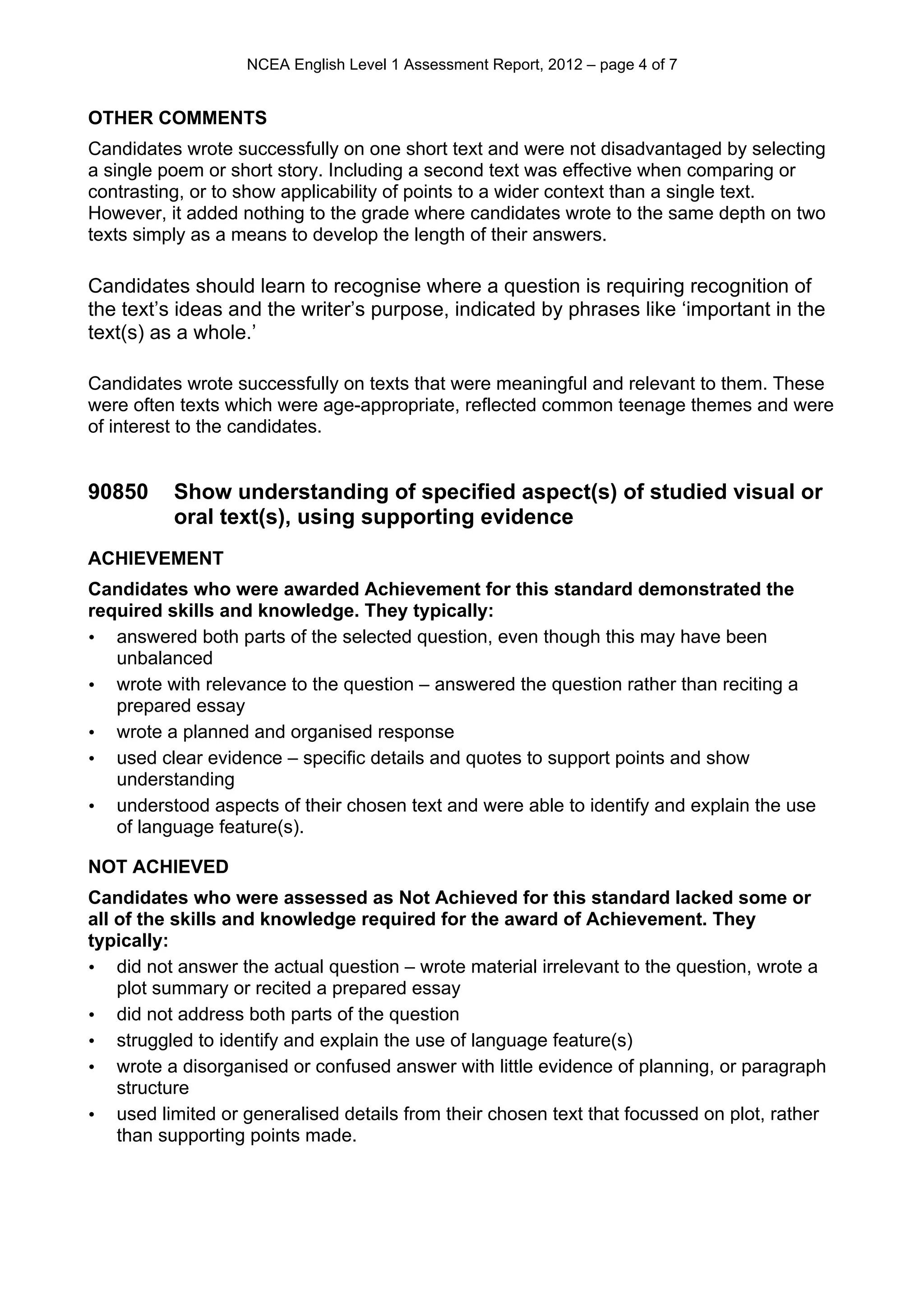 Level one assessment report | PDF