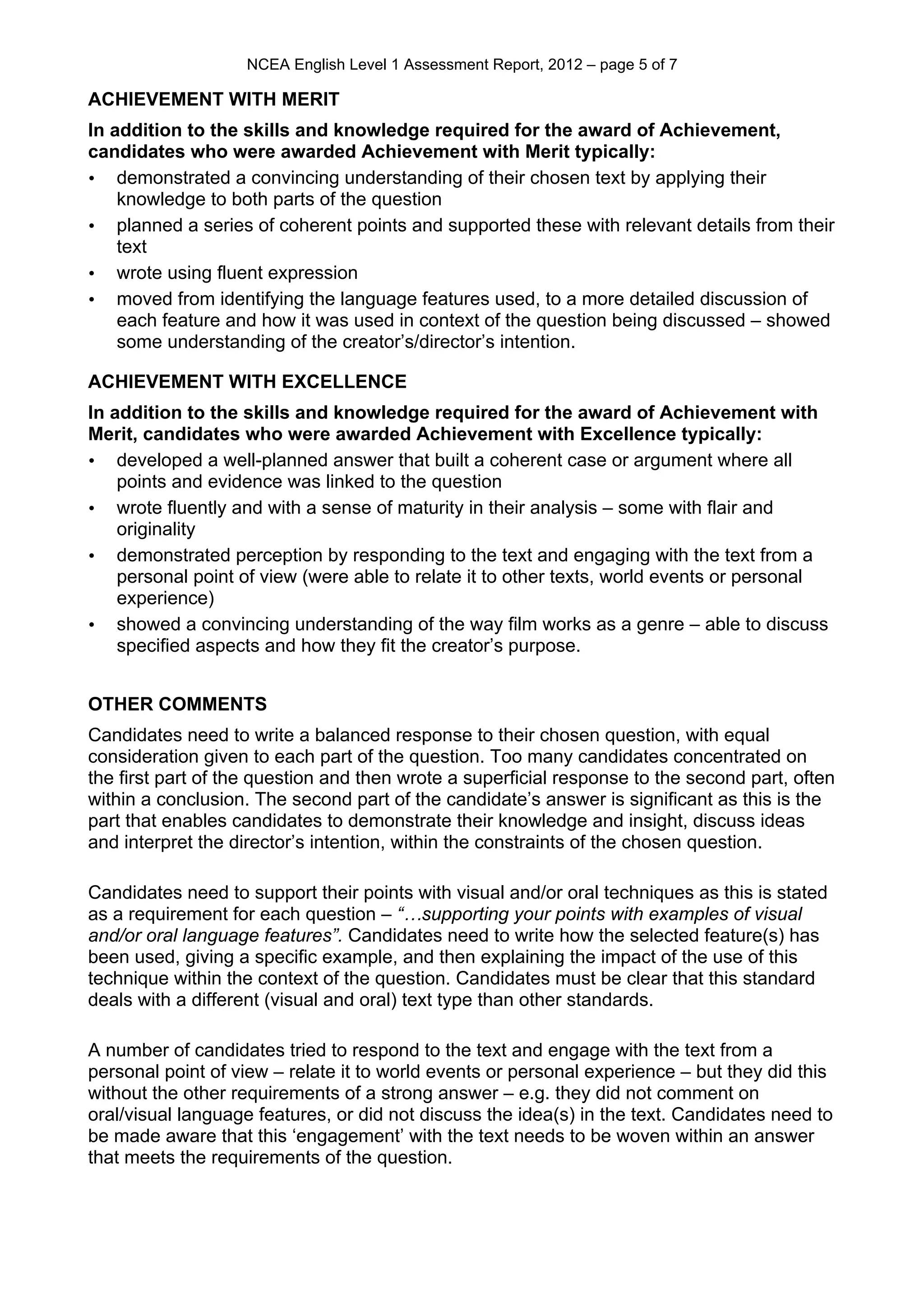 Level one assessment report | PDF
