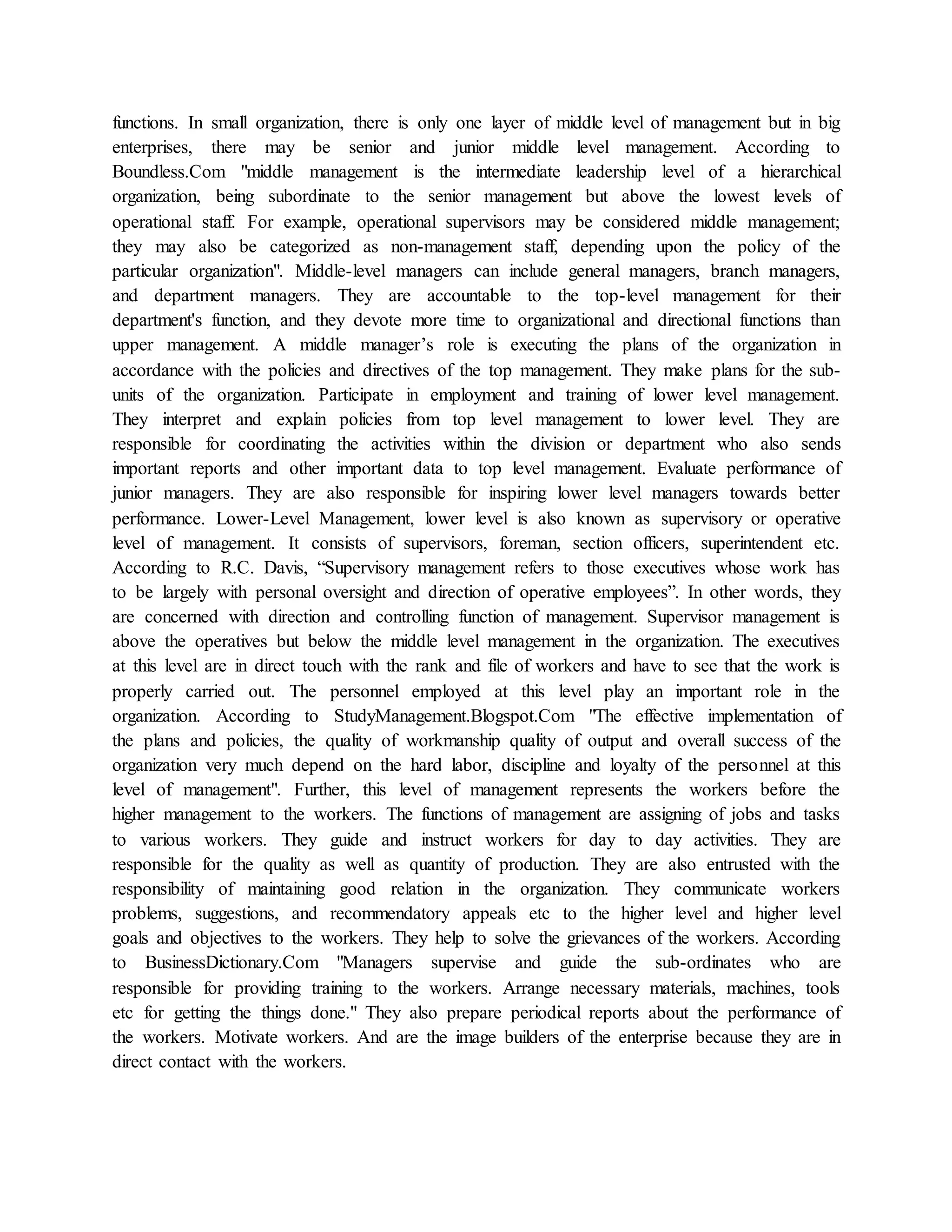 Levels of Management | DOCX