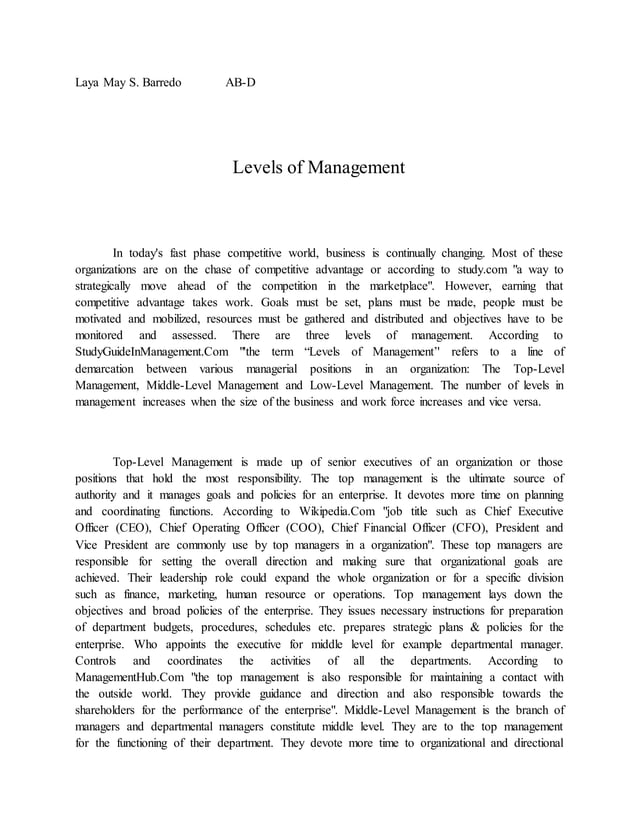 Levels of Management | DOCX