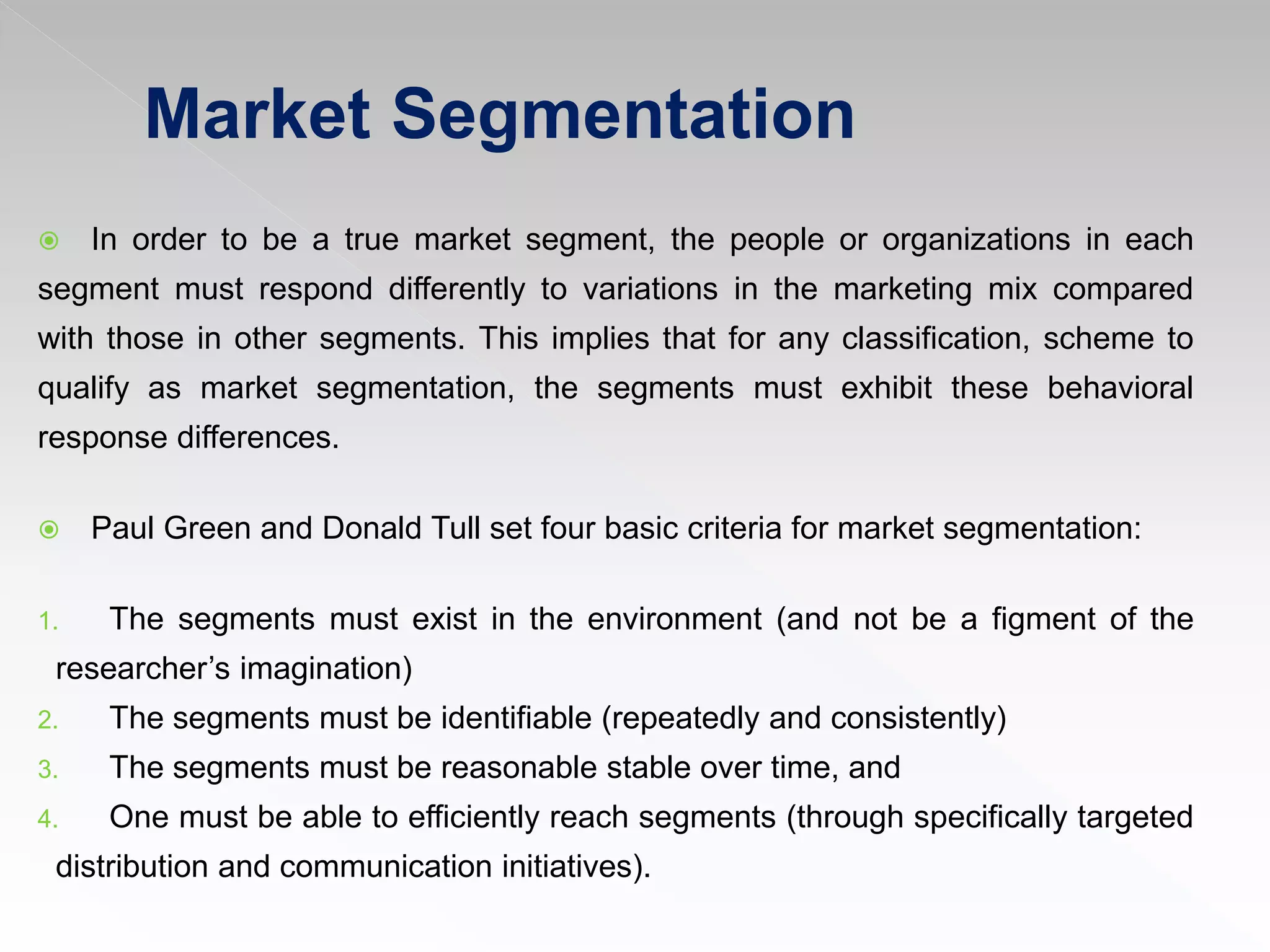 Levels and Pattern of Market Segmentation | PPTX
